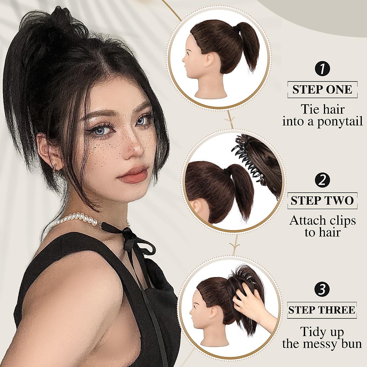 HMD Messy Bun Hair Piece Claw Clip Hair Bun Wavy Curly Chignon Hair Bun Extensions Tousled Updo Hair Buns Claw Clip Ponytail Hairpieces Hair Scrunchie with Clip for Women（2#）, 1PC