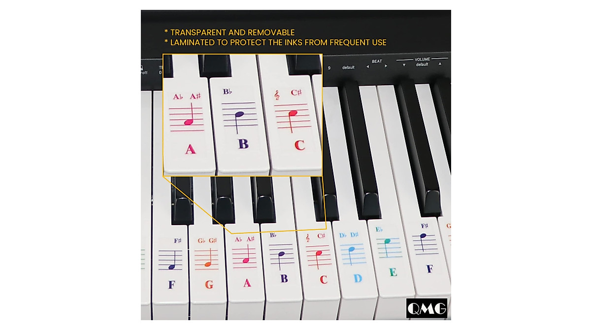 QMG Color Piano Stickers & Guide Book for Beginners