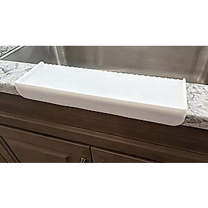 SiliSink Silicone Sink Edge Guard - Kitchen Sink Guard and Edge Protector - ONLY FITS 3.75”-4” Wide Stone Lip - Protects Stone Counters from Chipping and Damage - 14” Length - White