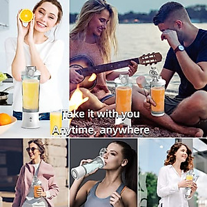 Portable Blender, Personal Blender for Shakes and Smoothies, Mini Blender 20 Oz with 6 Blades (White)