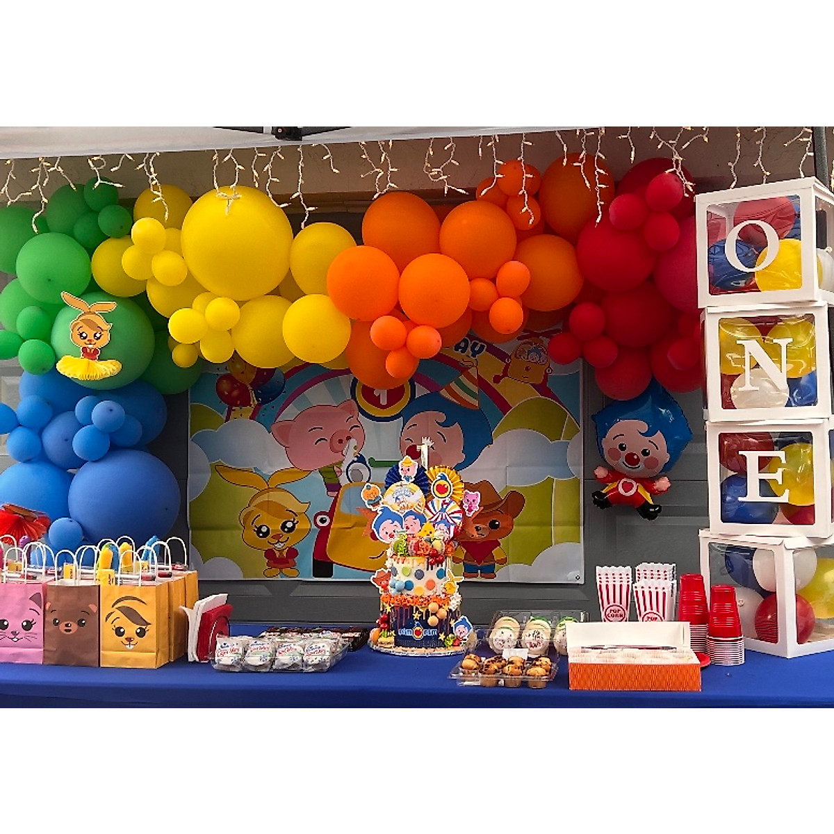 AILIBA Plim Plim Birthday Backdrop 1st Birthday Decorations Plim Plim Birthday Decorations Payaso Party Supplies Backdrop