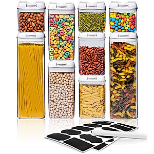 Airtight Food Storage Container Sets, Pantry Organization, Kitchen Organization, Pantry Containers, Larger Sizes with Interchangeable Lids,Premium Quality with Leak Proof Design -BPA FREE(9-Piece Set)