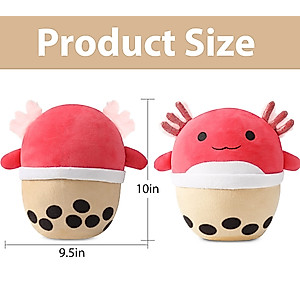 Axolotl Boba Plush, 10" Cute Axolotl Boba Stuffed Animal Toy Bubble Tea Plushie Doll Pillow for Kids Gift, Boys and Girls Party Favor Home Decoration