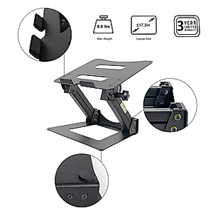 IKON MOTORSPORTS Adjustable Laptop Stand, Portable Ergonomic Computer Notebook Holder Stand Compatible with MacBook, Air, Pro, Tablets and Laptops, Black