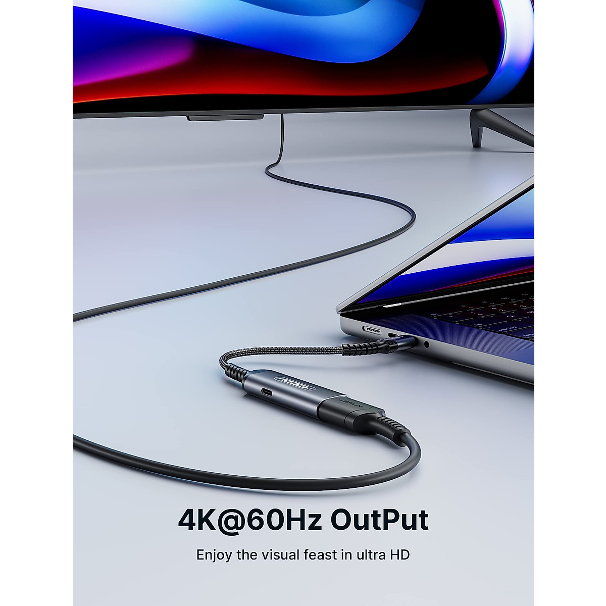 JSAUX USB C to HDMI and Charger Adapter | 4K@60Hz 2-in-1 Type-C to HDMI Adapter with PD Fast 100W Thunderbolt 3/4 Compatible with iPhone 16 Pro Max MacBook Pro/Air iPad Galaxy S24 Steam Deck ROG Ally