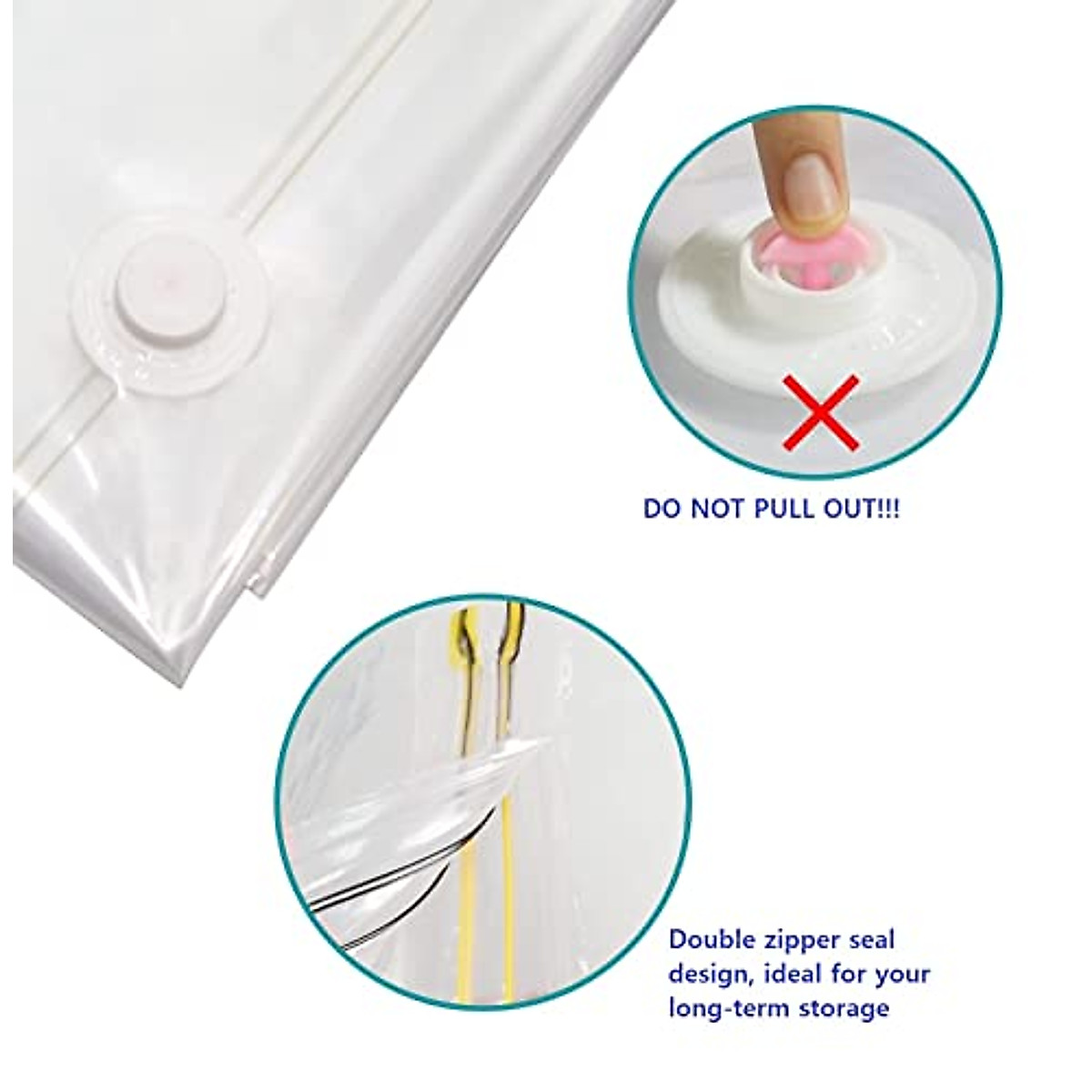 PicoHemmo Vacuum Storage Bags 10-PACK for Travel Packing Space Saver Bags for Comforters Blankets and Pillows Sealler Bags Hand Pump Included(S*2+M*3+L*3+J*2)