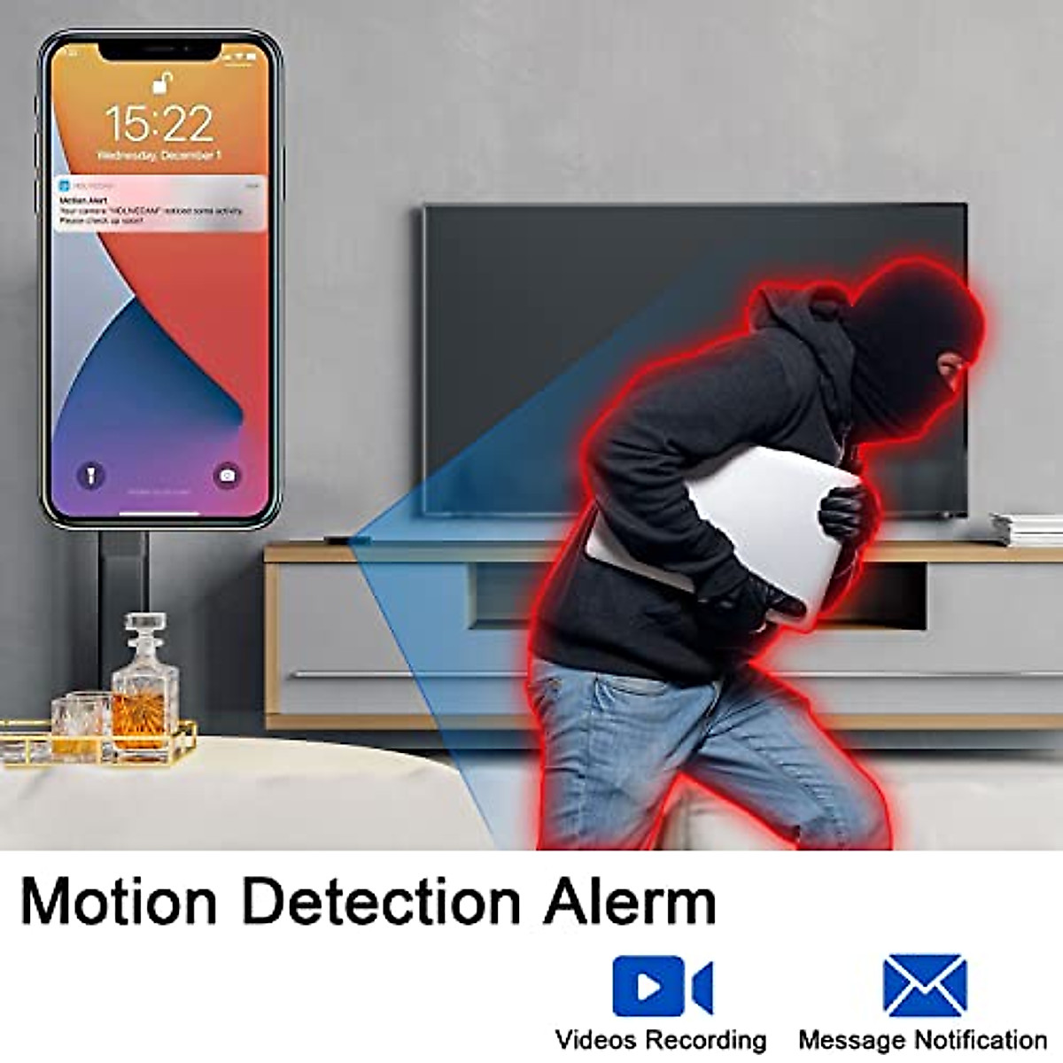 Spy Camera Wi-Fi Hidden Camera, 10000 mAh Large Capacity Portable Mini Spy Hidden Cam, 1080P Wireless Video Nanny Cameras with Phone App Motion Detection Night Vision Home Security