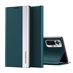 Ysnzaq for Xiaomi Redmi Note 10 4G (Not 5G) Flip Phone Case with Hard PU + TPU Leather Fashion Slim Shockproof Magnetic Full Body Protective Kickstand Phone Cover for Xiaomi Redmi Note 10S CX Green