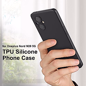 Foluu Silicone Case for OnePlus Nord N20 5G, Liquid Gel Rubber Case with Soft Microfiber Lining Cushion Slim Hard Shell Shockproof Protective Cover for OnePlus Nord N20 5G 2022 (Black)
