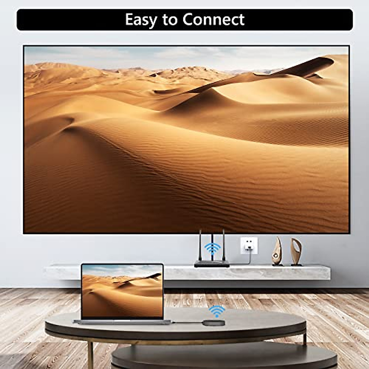 RXZ Wireless USB C Transmitter and HDMI Receiver Kit, Adapter Support 4K@30Hz, Support 2.4/5GHz Player Streaming Video/Audio from USB Type-C Laptop/PC/Phone to HDTV/Projector/Monitor