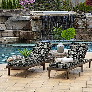 Arden Selections ProFoam Essentials Outdoor Chaise Lounge Cushion 72 x 21, Ashland Black Jacobean