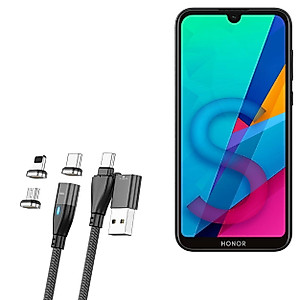 BoxWave Cable Compatible with Honor 8S - MagnetoSnap PD AllCharge Cable (100W), Magnet PD 100W Charging Cable USB Type-C Micro USB for Honor 8S - Jet Black