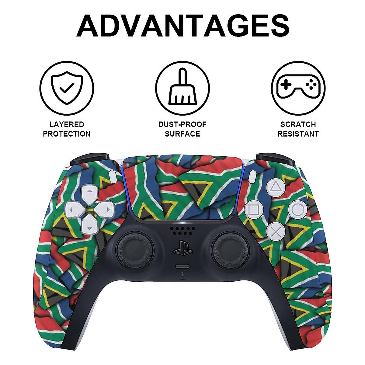 South African Flag Compatible with PS5 Console and Controller Sticker Skin, Durable, Scratch-Resistant, and Bubble-Free (Digital Version)