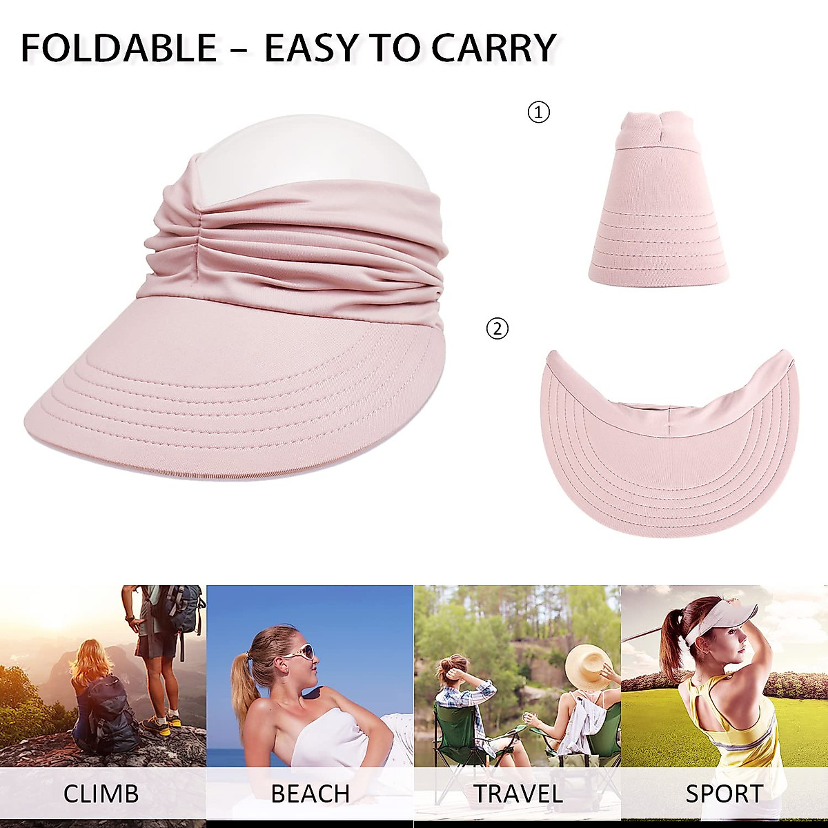 Women Sport Sun Visor Hats,Empty Top Baseball Sun Cap,Womens Sunhats with uv Protection,Sun Hats for Young Girls Women Beach