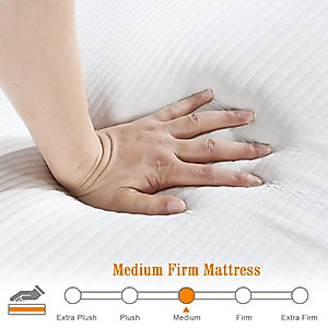 MATERESSES Full Size Mattress 10 Inch Memory Foam Mattress Medium Firm Mattress in a Box, Pressure Relief, CertiPUR-US Certified, Fiberglass Free, White Grey