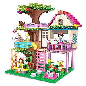 HOGOKIDS Tree House Building Toy with LED Light - 613PCS STEM Treehouse Girl Building Block Set with Fountain Animals, Birthday Gifts for Girls Boys Kids Ages 6 7 8 9 10 11 12+