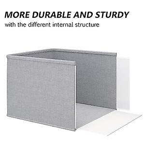 LayerSpace 3 Pack Jumbo Fabric Storage Bins for Shelves | 16.93x12x8.27in Closet Storage Bins | Collapsible Storage Bins for Organization | Linen Clothes Storage Bins | Light Gray