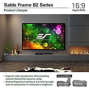 Elite Screens Sable Frame B2 120-INCH Projector Screen Diagonal 16:9 Diag Active 3D 4K 8K Ultra HD Ready Fixed Frame Home Movie Theater Black Projection Screen with Kit, SB120WH2, CineWhite UHD-B