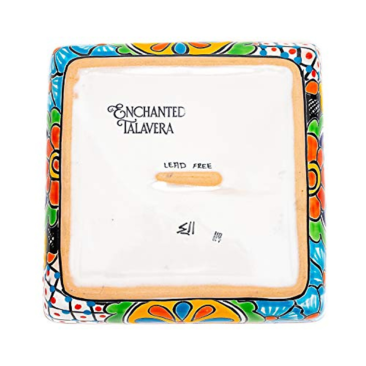 Enchanted Talavera Mexican Pottery Ceramic Large Appetizer Tray Serving Dishes Platter Dish Food Plate Condiments Organizer (Square 6 Piece Set, Red)