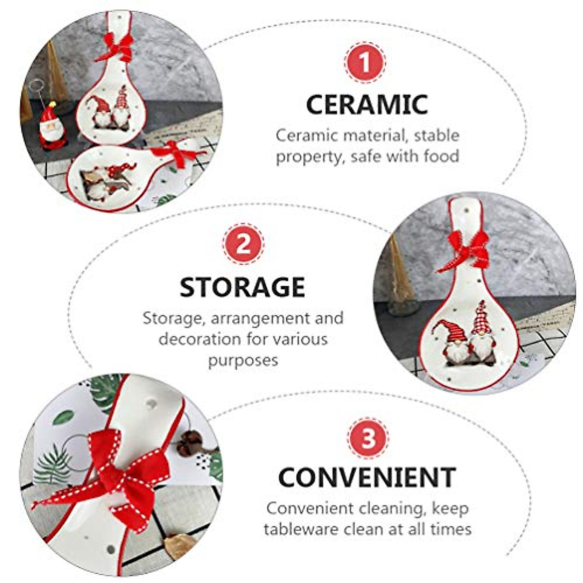 2pcs Christmas Spoon Rest Ceramic Chopsticks Holder Table Decorations Christmas House Warming Gift