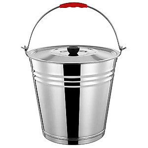GANAZONO Metal Ash Bucket Ash Bucket with Lid Galvanized Iron Ash Bucket Coal Storage Bucket BBQ Charcoal Holder for Fire Pit, Wood Burning Stove Galvanized Bucket