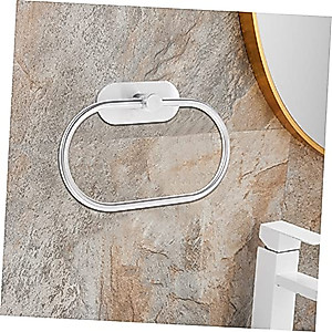 DOITOOL Hand Towel Holder for Wall Mount Bath Storage Kitchen Duty Square Stainless Heavy Towel Hand Steel Bathroom Room Laundry Round Rack Ring Modern Toilet Hanger Holder Towel Holder