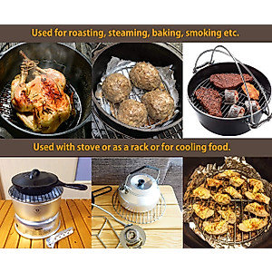 CAMPINGMOON φ8.27inch/φ21cm Round Stainless Steel Roasting Baking Steaming Cooling Rack Cooking Grid Grill Fits for 10-inch Dutch Oven W21