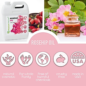 Rosehip Oil for Skin Face Body Hair Nails 16oz Cold Pressed Unrefined Rose Hip Seed Oil Moisturizing Facial Oil Bulk Aceite Rosa Mosqueta Puro 100 Organico Rose Oil For Face Oil For Dry Skin