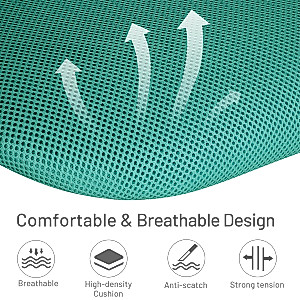 FurnitureR Desk Chair Armless Home Office Task Chair with Mesh Padded Cushion Swivel Study Chair with Rolling Wheels for Kids Teens Children, Turquoise