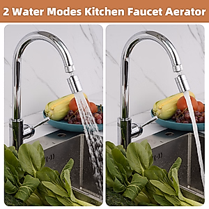 Hibbent Dual-function Female Faucet Aerator, 1.8 GPM Extra Big Angle Rotate Kitchen Sink Aerator Sprayer Head 360 Degree Swivel Kitchen Sink Sprayer Attachment-55/64 Inch-27UNS Female Thread-Chrome