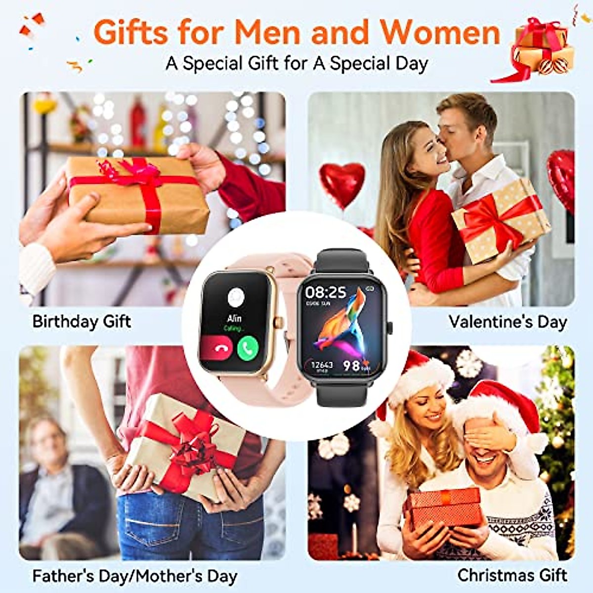 Smart Watch 1.96″ with Bluetooth Call Message Alert, Smart Watch for Men with Heart Rate Blood Pressure Blood Oxygen Sleep Body Temperature Monitoring, 350mAh with 100+ Sports Modes for iOS, Android