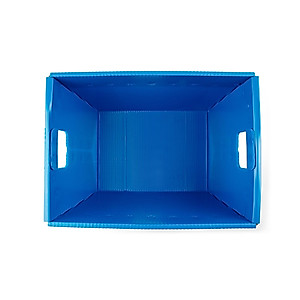 Hudson Exchange 18.25 x 13.25 x 11.75 (1 Pack) Corrugated Space Age Handled Storage Container Mail Tote, Blue