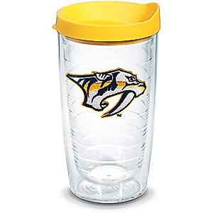 Tervis NHL Nashville Predators Primary Logo Tumbler with Emblem and Yellow Lid 16oz, Clear