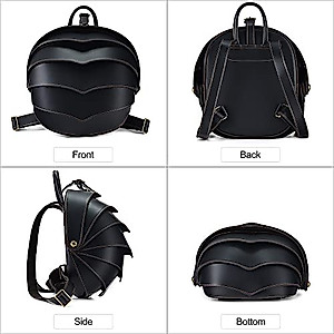 JUGTL Backpack Men's Backpack Crazy Horse Leather Retro Beetle Style Schoolbag Leather Men's Bag Travel Backpack (Oil-waxed Black Tuba)