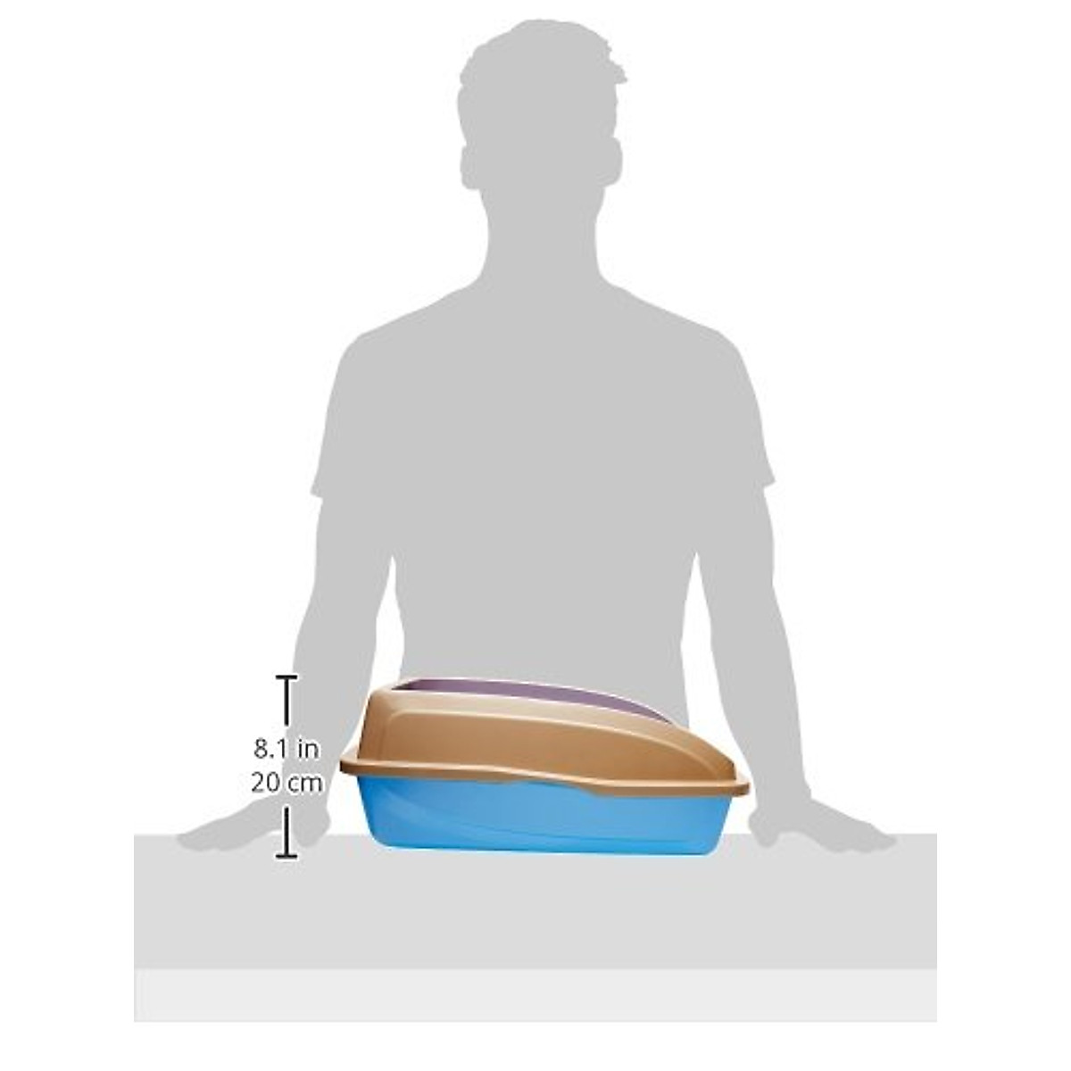 Van Ness Pets Large High Sided Cat Litter Box with Frame, Blue, CP4