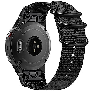 Fintie 22mm Band Compatible with Garmin Fenix 7/Fenix 6/Fenix 5, Quickfit Soft Woven Nylon Sport Strap Compatible with Garmin Fenix 6 Pro/Fenix 5 Plus/Forerunner 935 945/Instinct 1 2/Epix Gen 2 Smartwatch (Black)