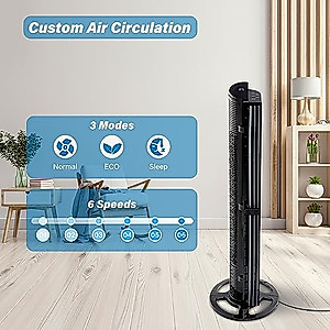 Simple Deluxe 40 Inch Oscillating Tower Fan for Bedroom, 6 Speeds Standing Fan with Essential Oil Diffuser, 30ft/s Velocity Cooling Fan for Indoors with Remote, 15H Timing, 3 Modes