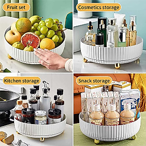 FETNHU 2023 Newest Rotating Storage Rack - 360° Spinning Lazy Susan Spice Storage Turntable Organizer for Cabinet, Round Spice Rack Makeup Organizers for Kitchen (Blue,S(8.66 * 8.66 * 2.95in))