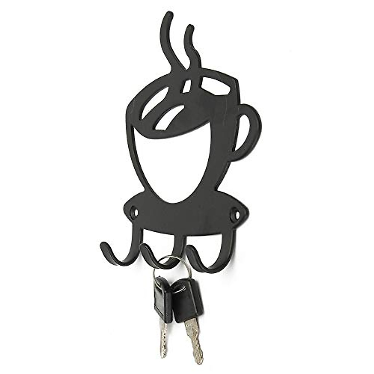 Shineweb Metal 3-Hook Key Holder Rack Coffee Cup Shape Hanger Wall Mount Home Office Organizer Wall Decor