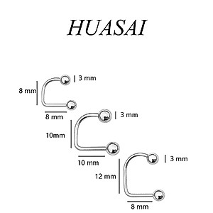 HUASAI Medusa Piercing Jewelry Stainless Steel Monroe Lip Rings for Women U Shaped Ball Tragus Cartilage Earrings Punk Pierced Body Jewelry Set(3 Pcs)