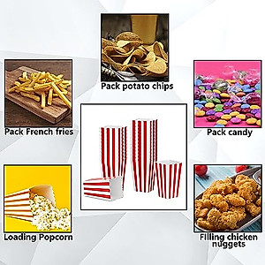 36 Pcs Popcorn Boxes, Mini Paper Popcorn Box, Container for Movie Night Decorations, White and Red Stripes