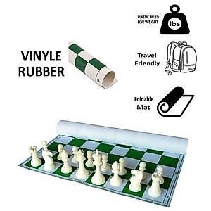 StonKraft 17'' x 17'' Tournament Chess Vinyl Foldable Chess Game with Solid Plastic Pieces (with Extra Queen) - Ideal for Professional Chess Players