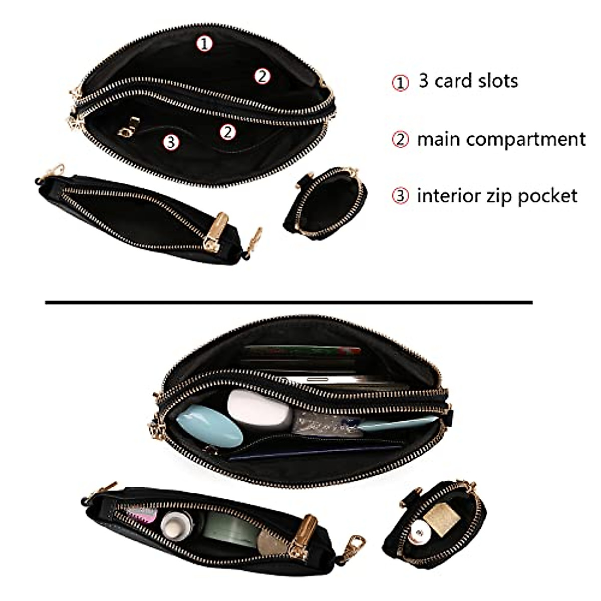 Uromee Corssbody Bags for Women Vegan Leather Fashion Shoulder Purse Fanny Pack Belt Bag Travel Hiking Detachable Pouch Adjustable Strap
