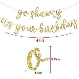 Go Shawty It's Your Birthday Banner, Hip Hop Birthday Party Decorations Supplies, Rap Theme Bday Bunting Sign, Pre-strung, Photo Props (Gold)