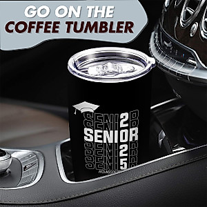 Graduation Tumbler Senior Class of 2025 Personalized Gifts for College & High School Students - Custom Graduation Cups (Black)