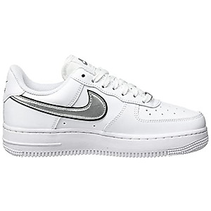 Nike Women's Air Force 1 '07 ESS White/Metallic Silver-Black Size 6.5