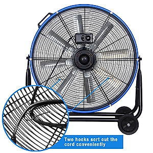 KEN BROWN 24 Inch High Velocity Floor Drum Fan Shop Fans Heavy Duty Blue, 9500 CFM 8 Blades, 3 Speeds, 360 Degree Tilt, Ideal For Industrial Fan, Commercial Fan, Shop Fan, Gym Fan, Garage Fan