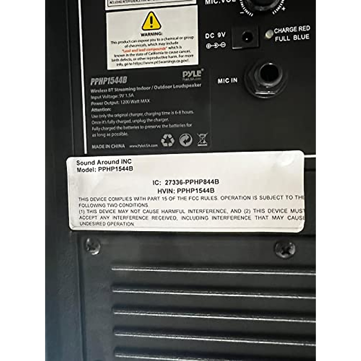 Pyle Wireless Portable PA Speaker System -1200W High Powered Bluetooth Compatible Indoor&Outdoor DJ Sound Stereo Loudspeaker wITH USB MP3 AUX 3.5mm Input, Flashing Party Light & FM Radio -PPHP1544B