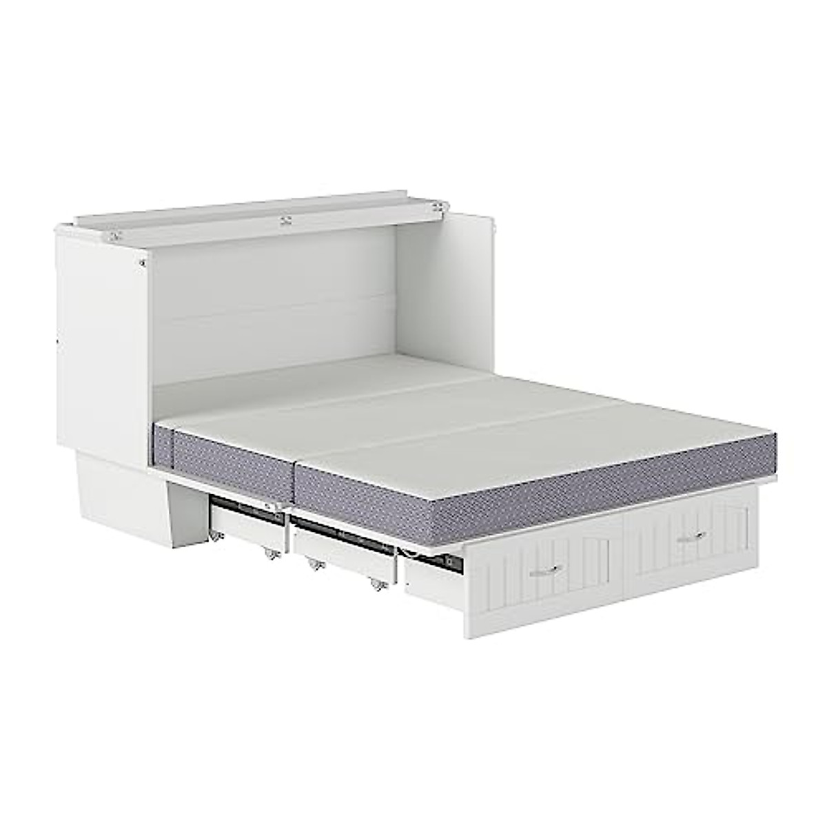 AFI, Sydney Modern Coastal Queen Solid Wood Murphy Bed Chest with Mattress in White