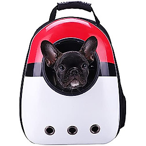 Enkarl Cat Carrier Backpack, Pet Backpack Bubble Rucksack Front Pack for Cat Puppy Dog Capsule Space Backpack, Pet Carrier for Travel Hiking Walking Camping. (Red and White)